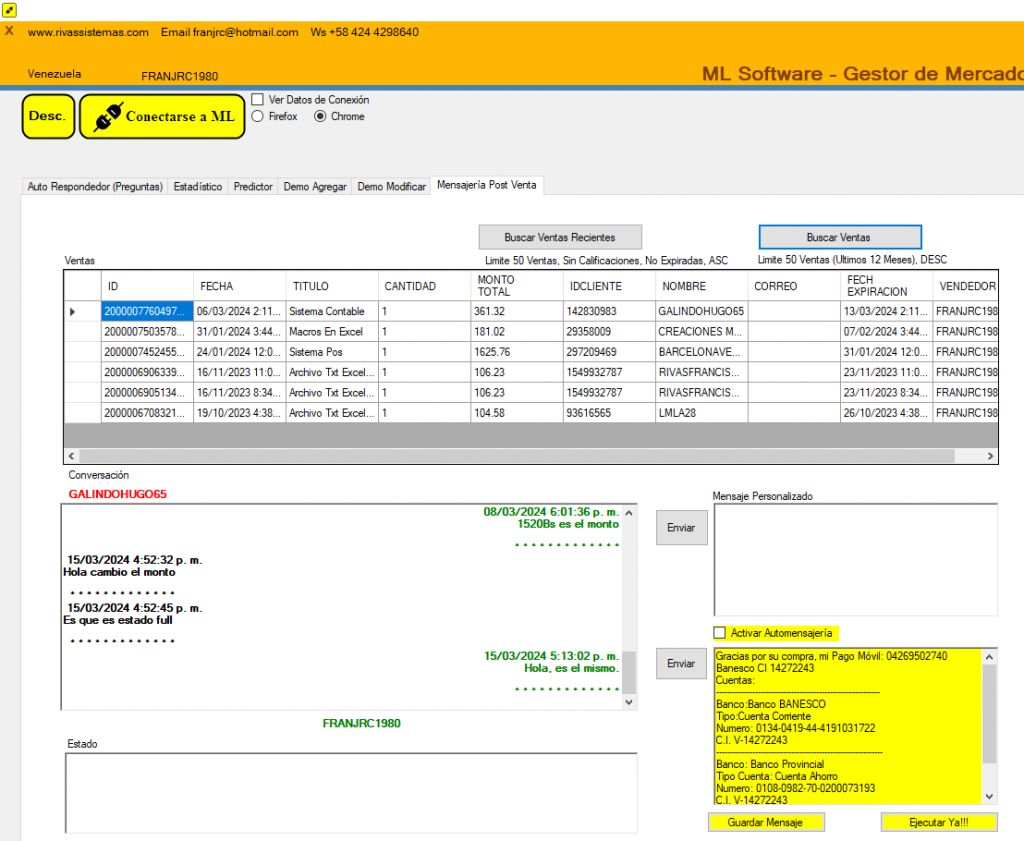ML Software Gestor de Mercadolibre Versión ML_SR_ULT 2024 CÓDIGO FUENTE